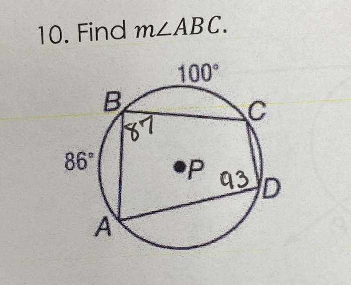 Find m∠ABC in a Circle Geometry Problem | StudyX
