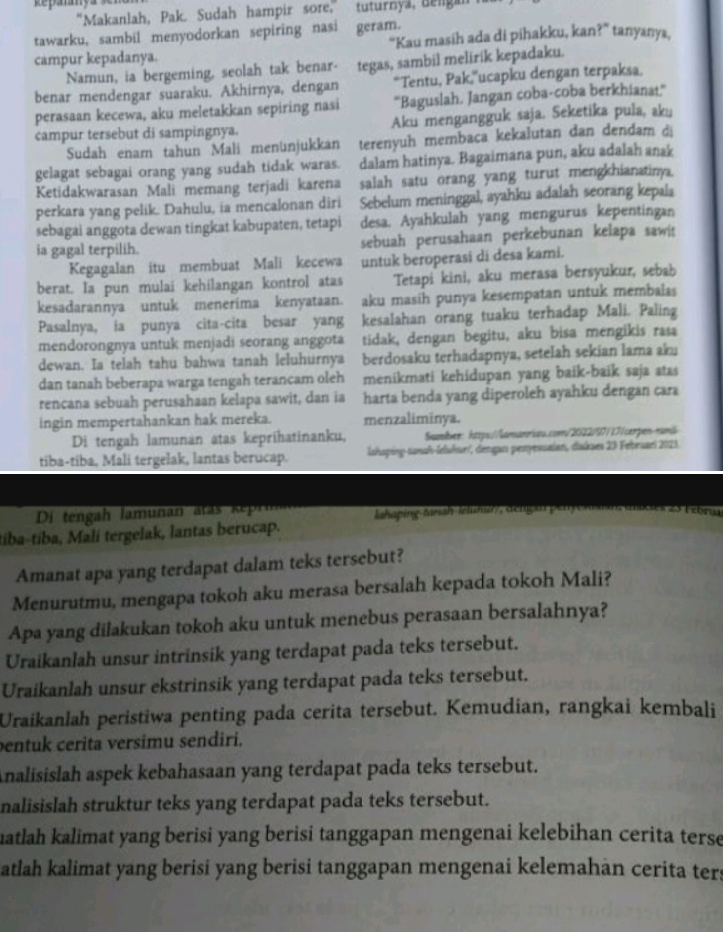 Amanat apa yang terdapat dalam teks | StudyX