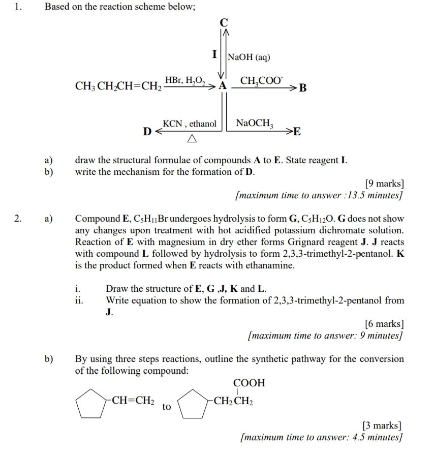 1. Based on the reaction scheme below; ``` | StudyX