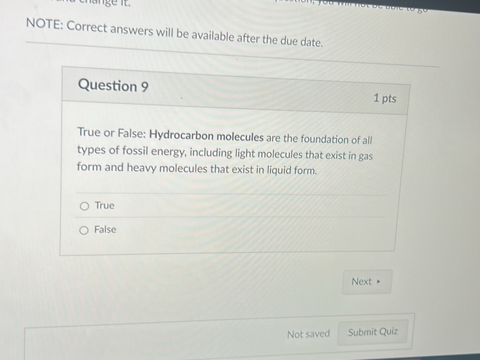 True or False: Hydrocarbon molecules are the | StudyX
