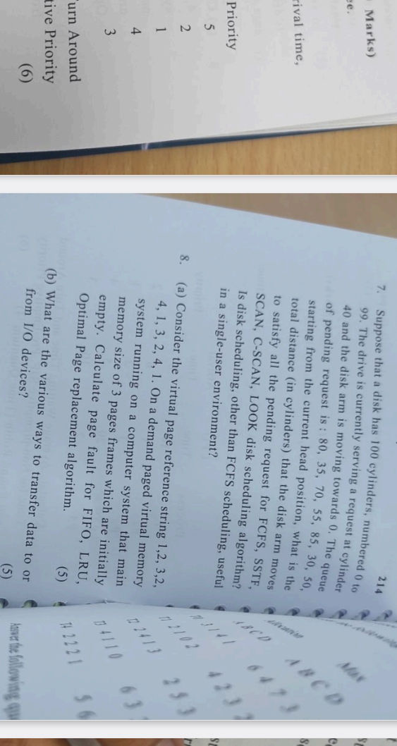 7. Suppose that a disk has 100 cylinders, | StudyX