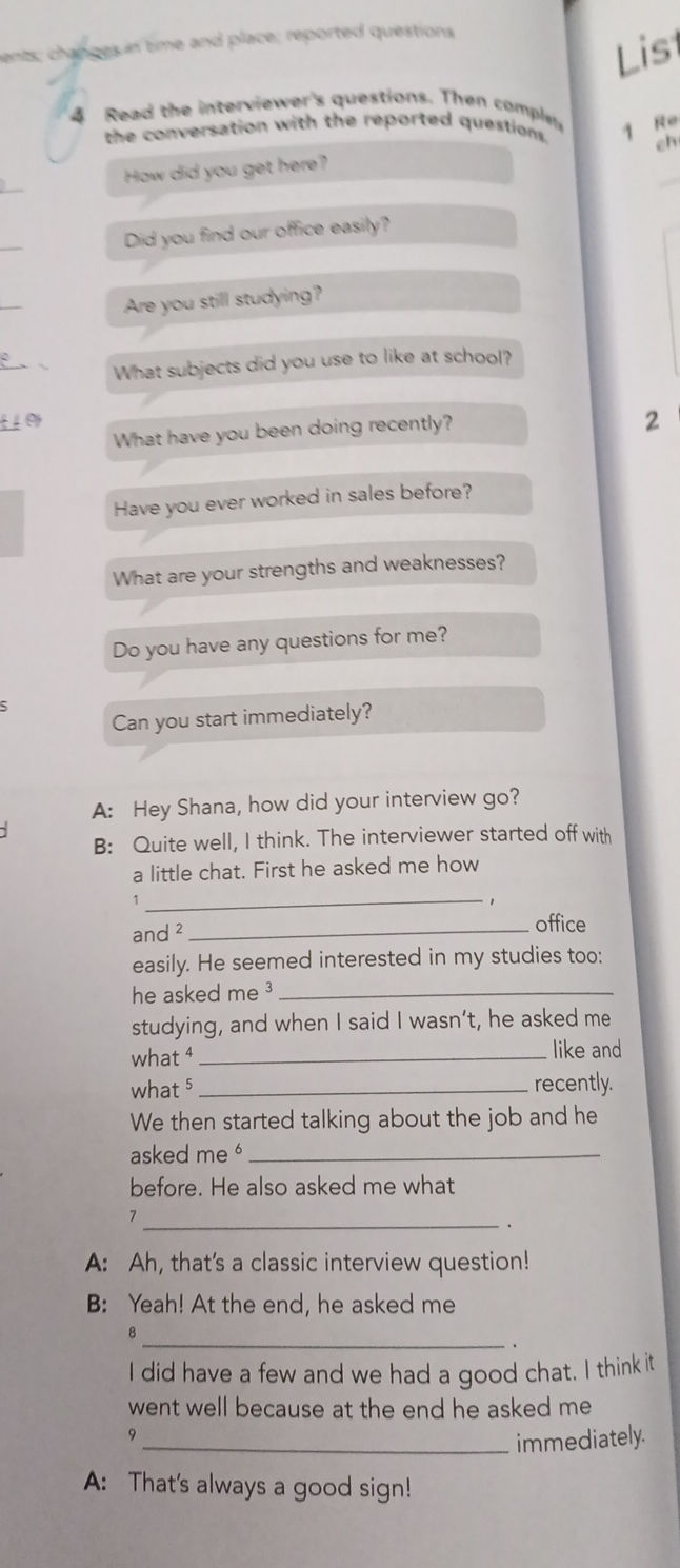 4 Read the interviewer's questions. Then | StudyX