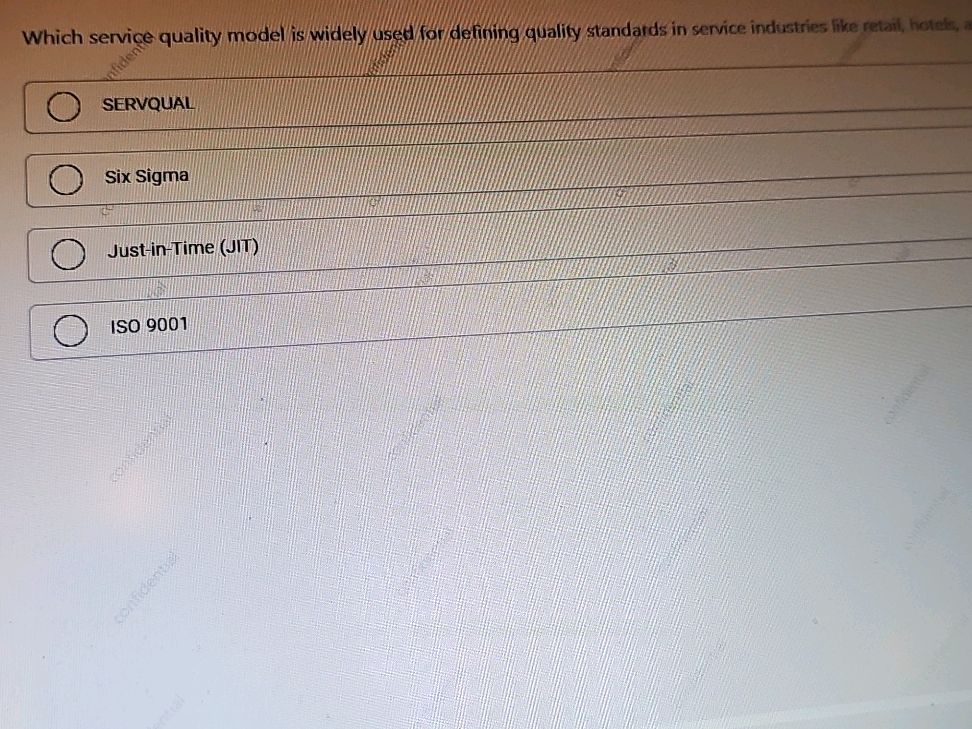 Which service quality model is widely used | StudyX