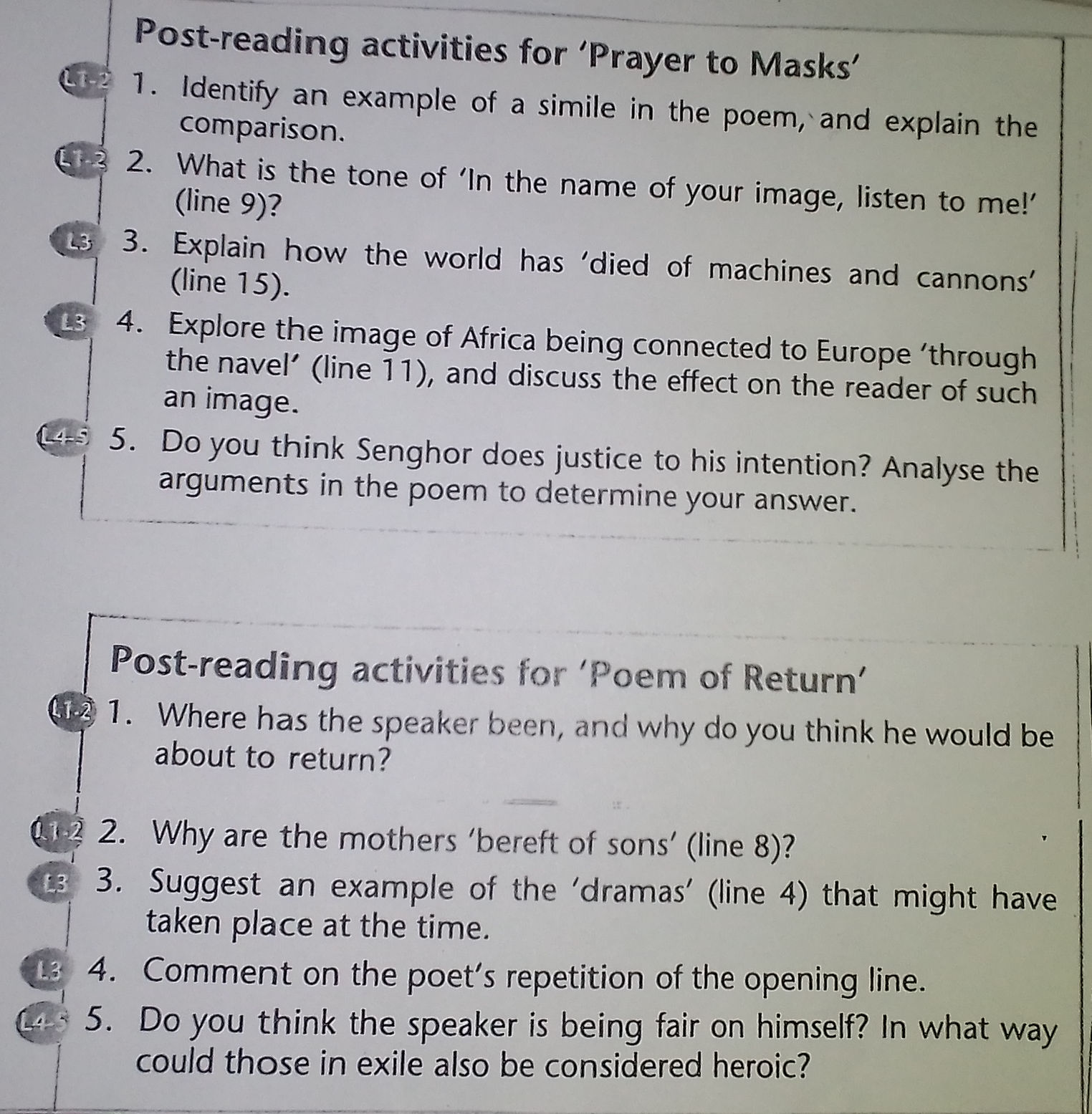 Post-reading activities for 'Prayer to | StudyX