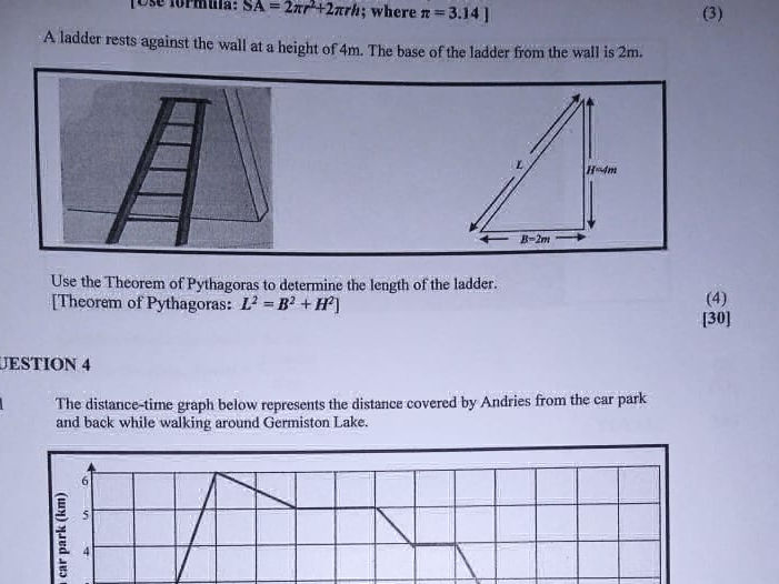 A ladder rests against the wall at a height | StudyX