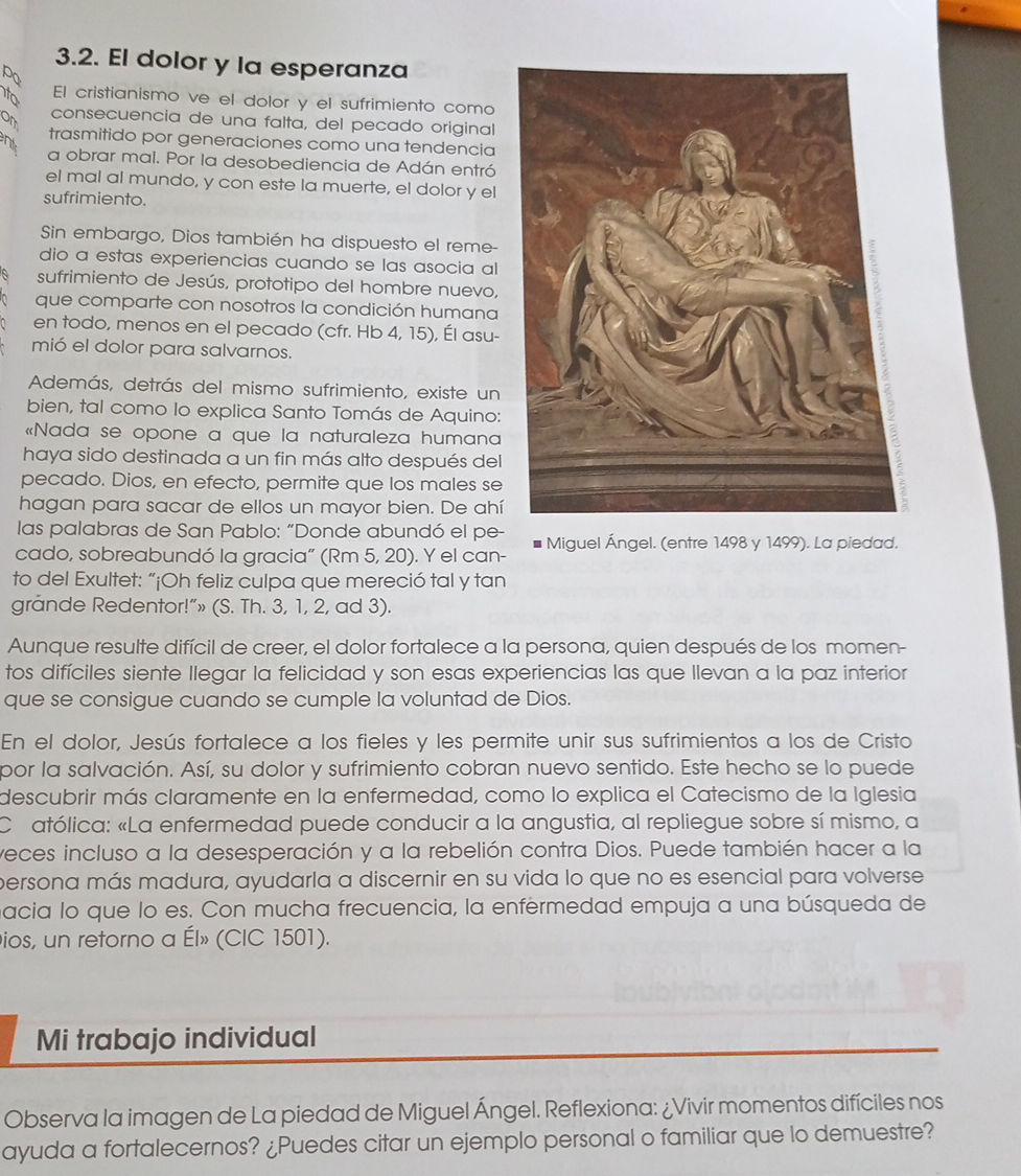 Observa la imagen de La piedad de Miguel | StudyX