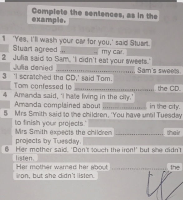 Complete the sentences, as in the example. | StudyX