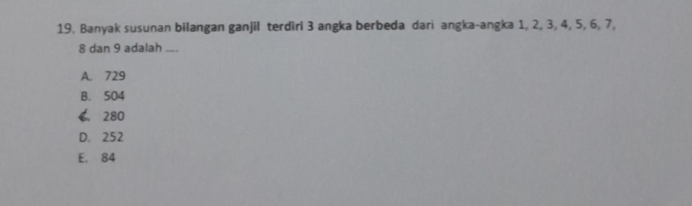 19. Banyak susunan bilangan ganjil terdiri 3 | StudyX
