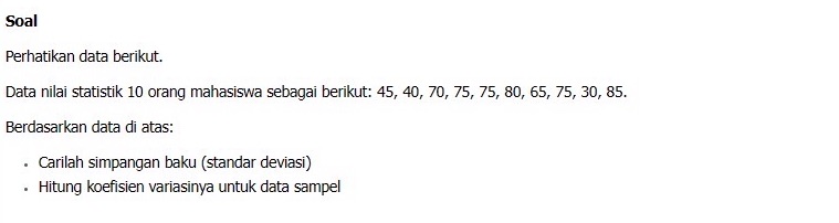 Soal Perhatikan data berikut. Data nilai | StudyX