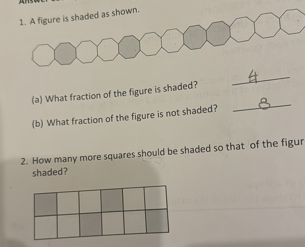 1. A figure is shaded as shown. (a) What | StudyX