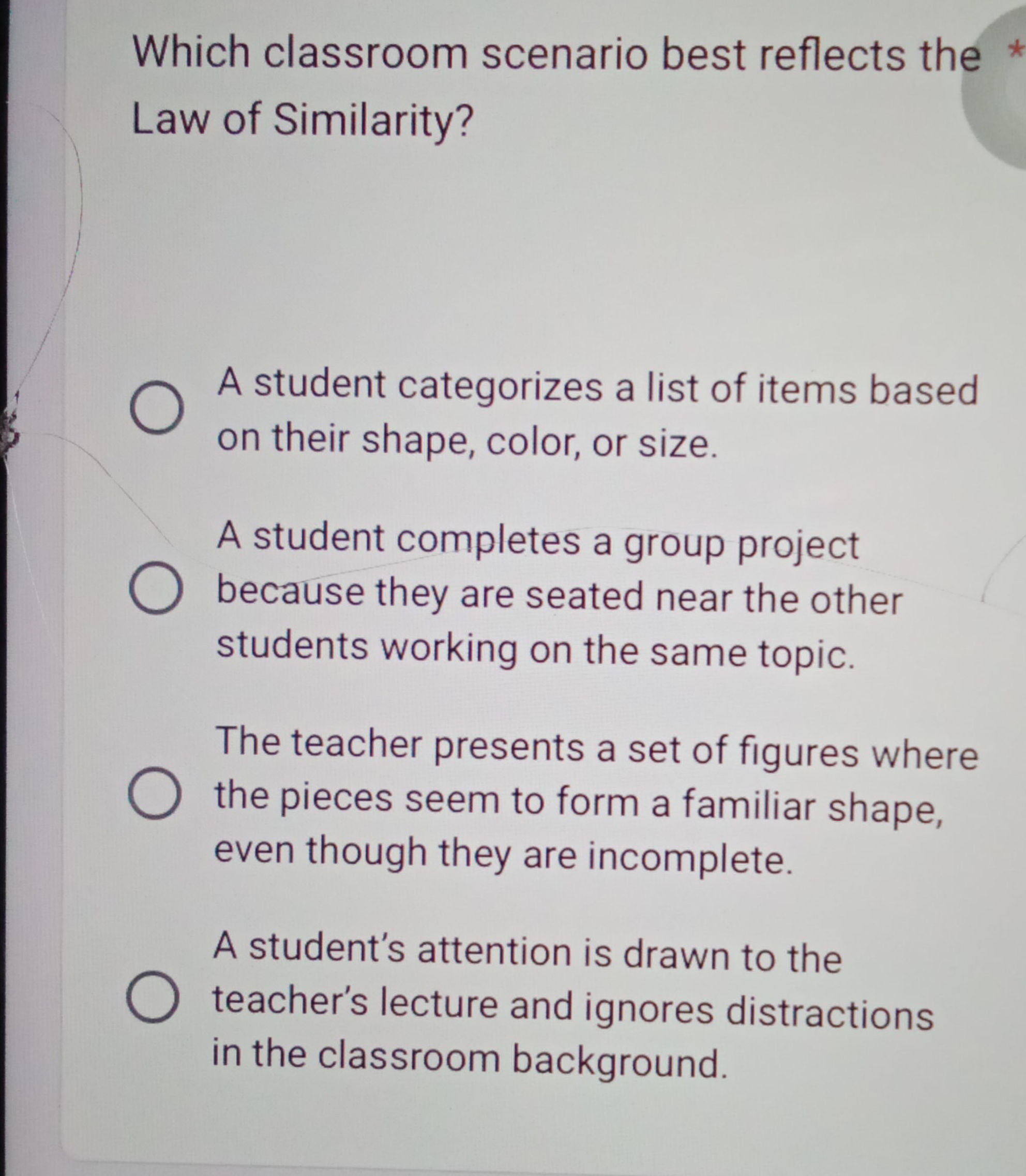 Which classroom scenario best reflects the | StudyX