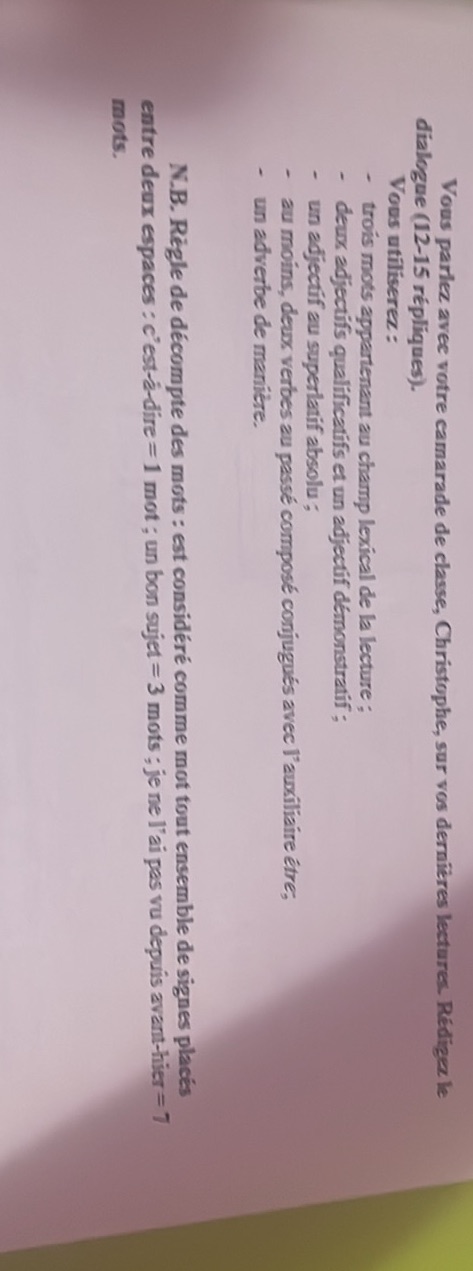 Vous parlez avec votre camarade de classe, | StudyX