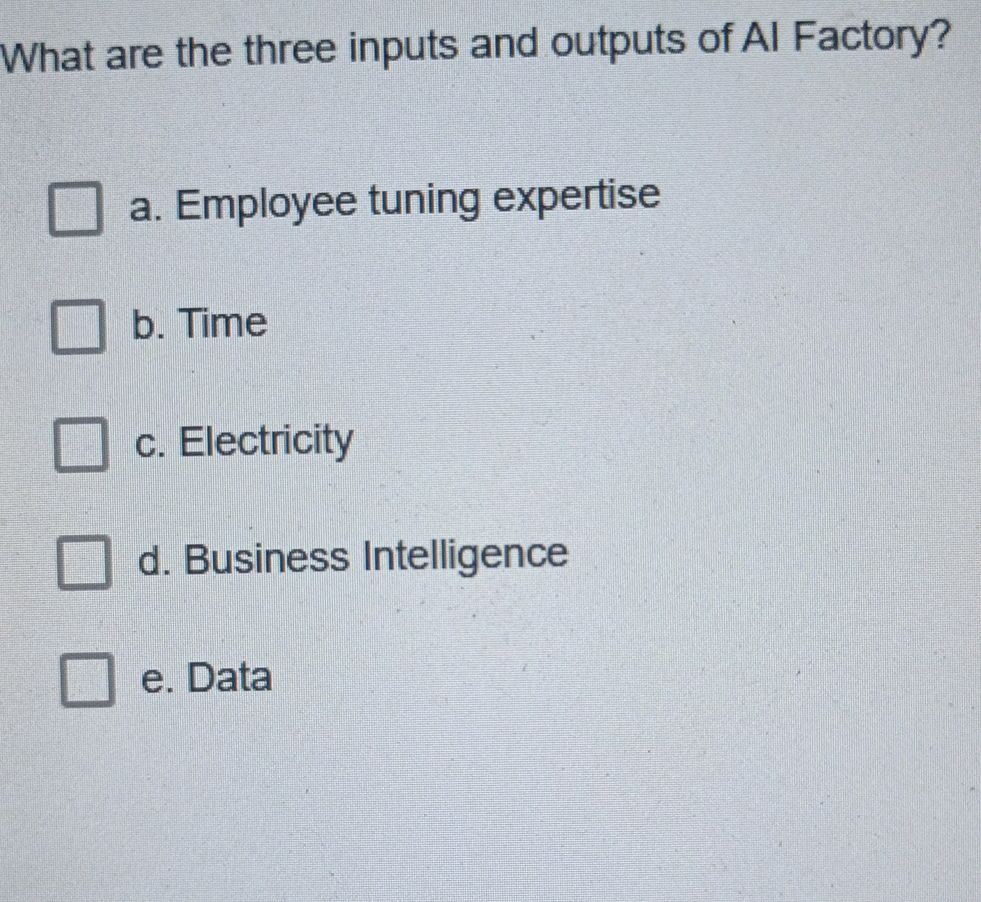 What are the three inputs and outputs of AI