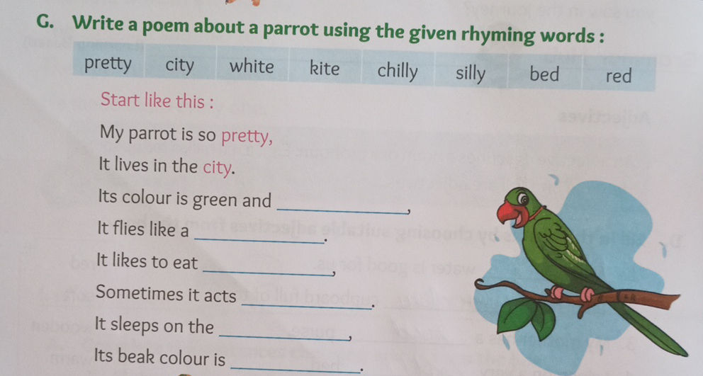 G. Write a poem about a parrot using the | StudyX