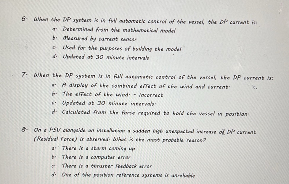 6. When the DP system is in full automatic | StudyX