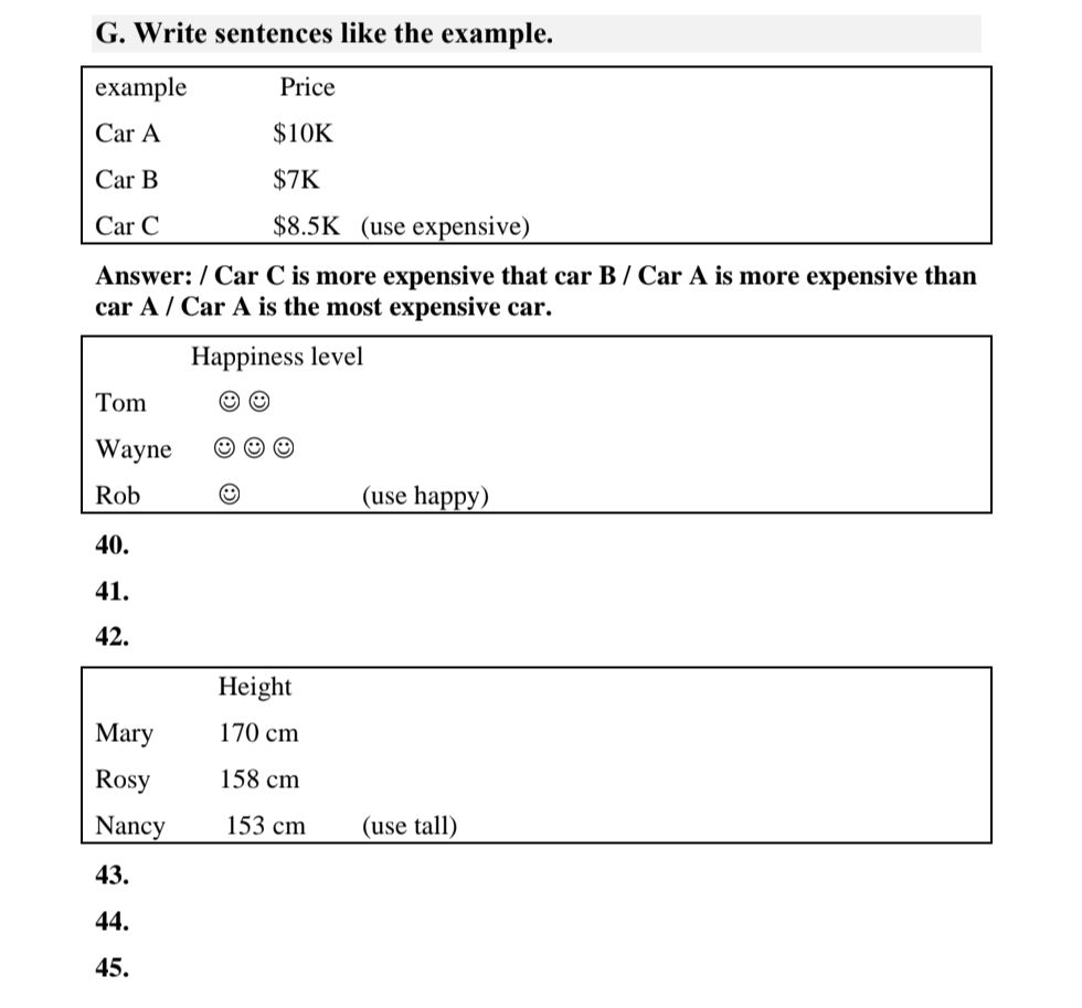 G. Write sentences like the example. | | StudyX