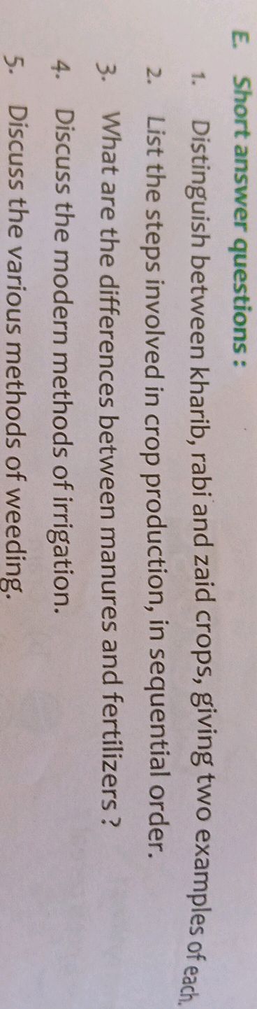 E. Short answer questions : 1. Distinguish | StudyX