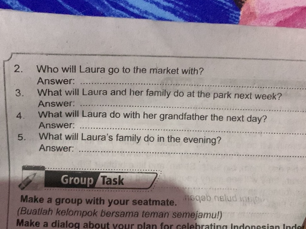 2. Who will Laura go to the market with? | StudyX