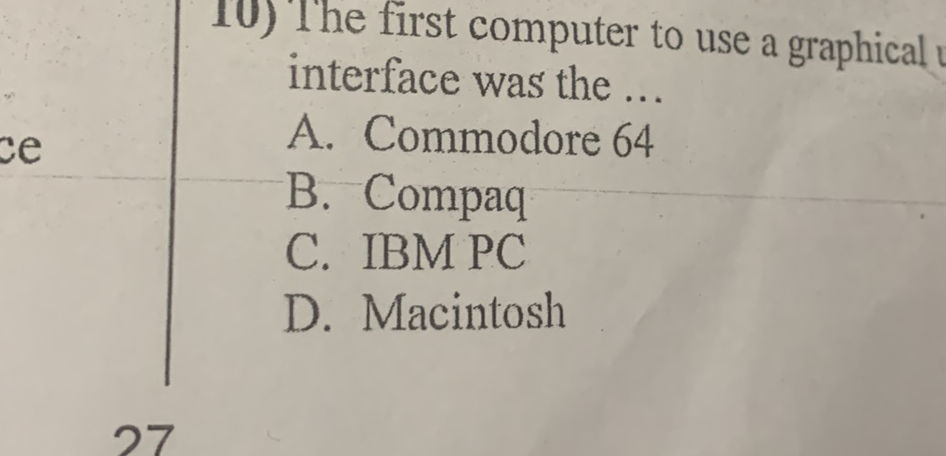 10) The first computer to use a graphical | StudyX