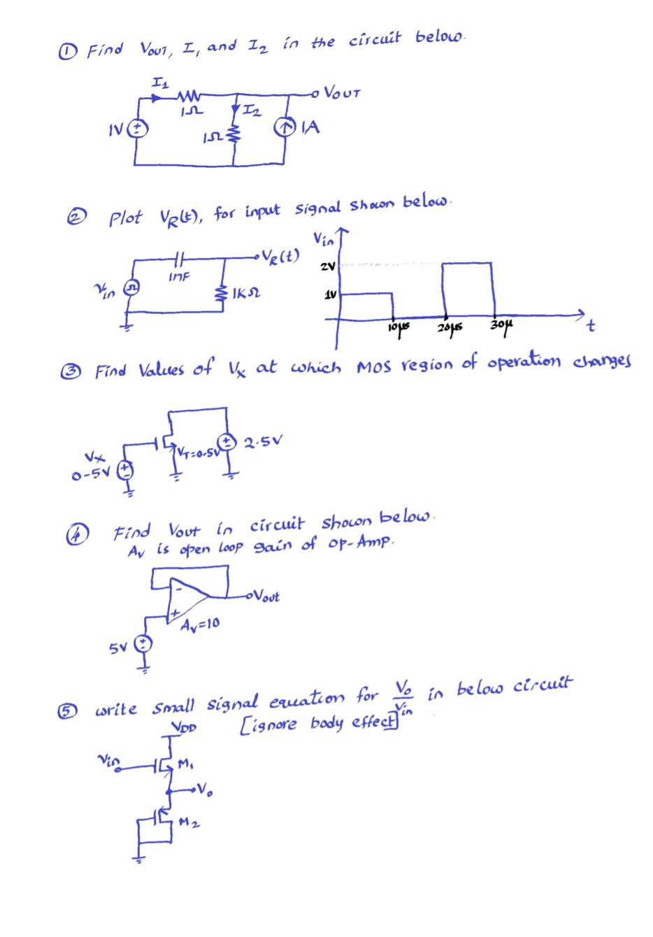 1. Find $V_{out}$, $I_1$, and $I_2$ in the | StudyX