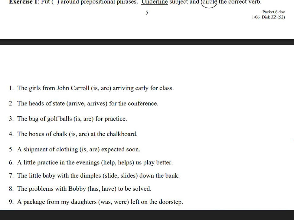 Exercise 1: Put ( ) around prepositional | StudyX