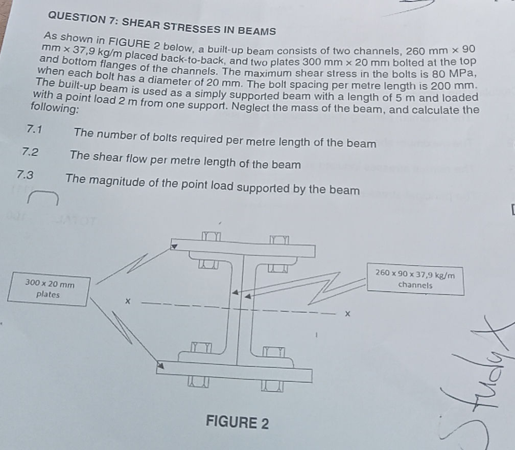QUESTION 7: SHEAR STRESSES IN BEAMS As | StudyX