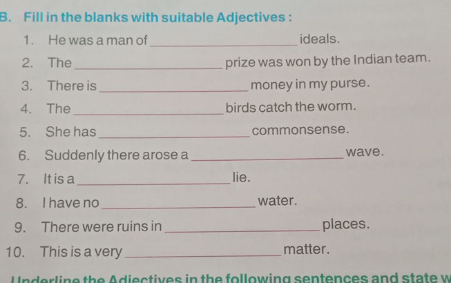 B. Fill in the blanks with suitable | StudyX