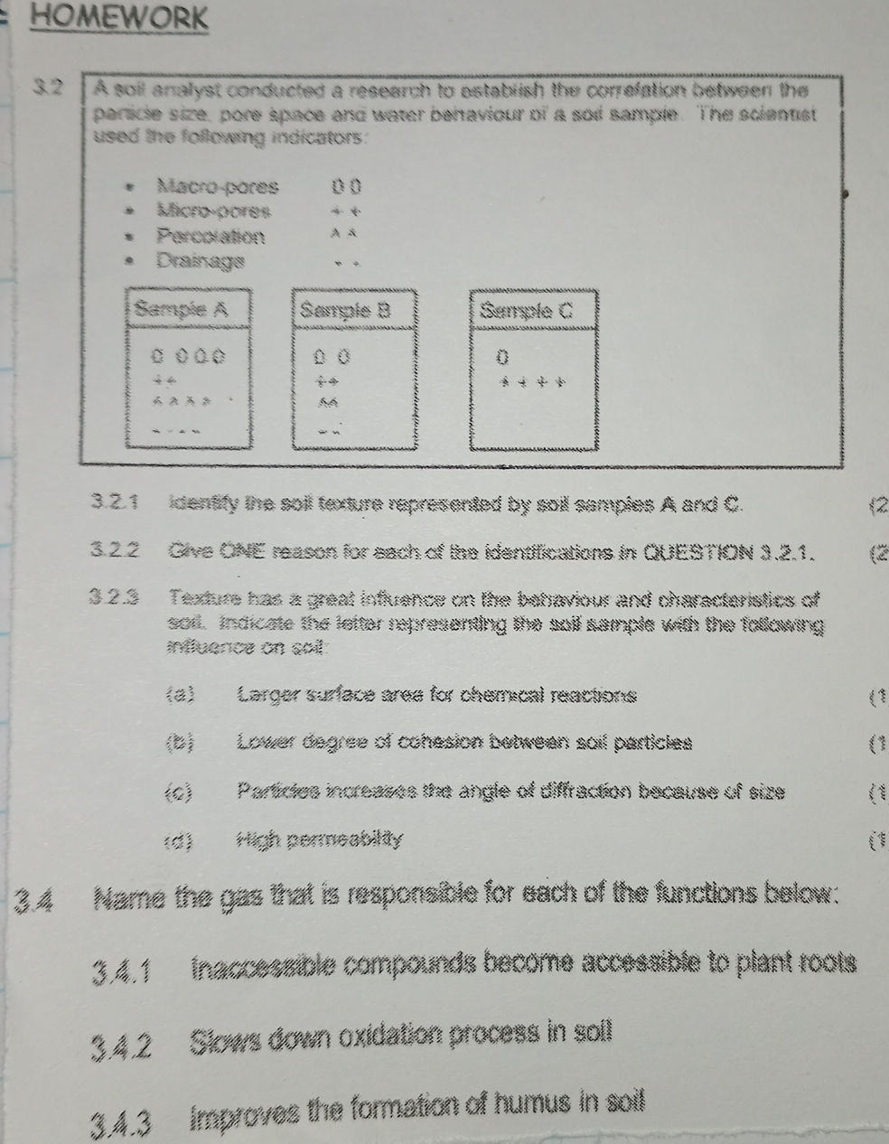 3.2 A soil analyst conducted a research to