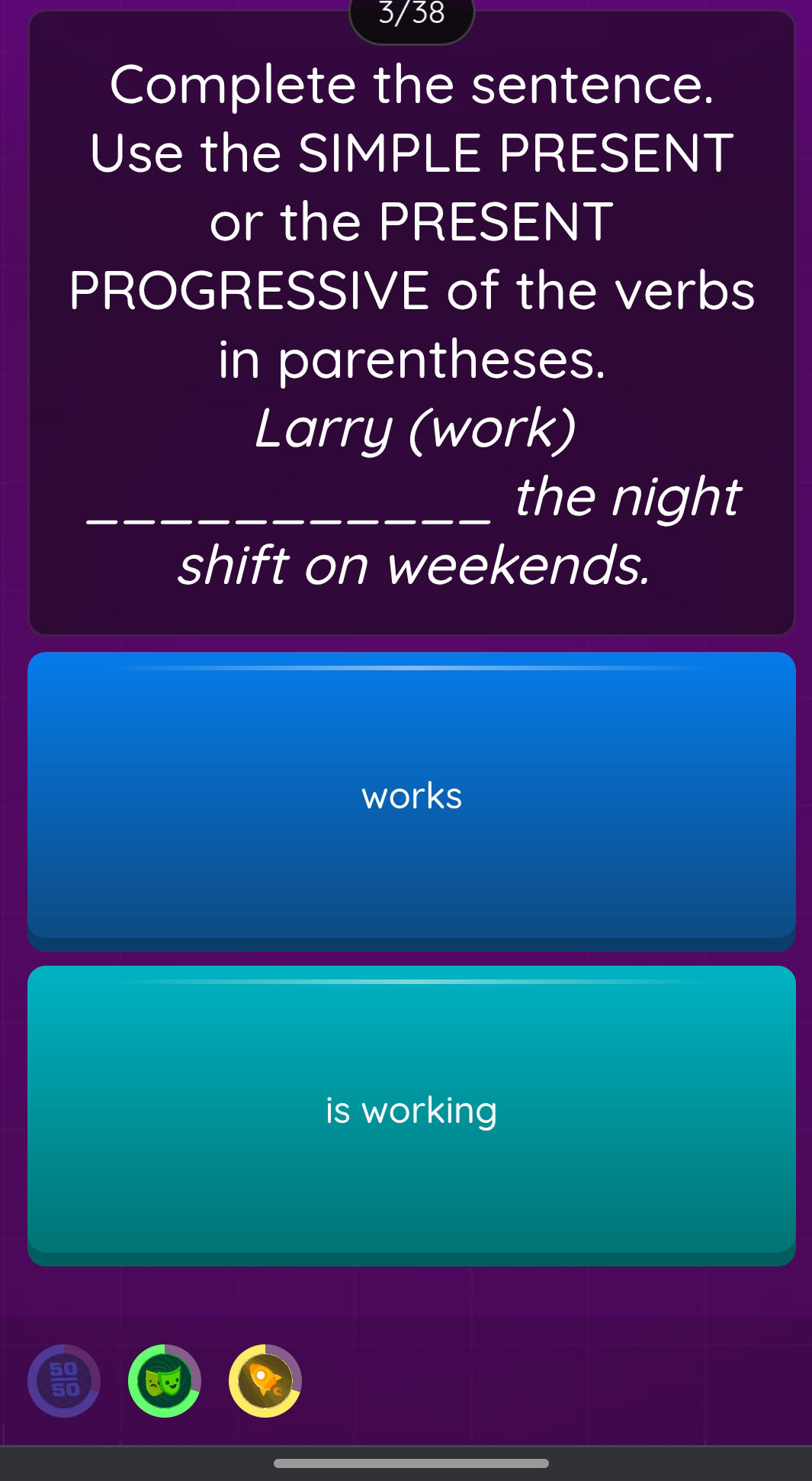 $3 / 38$ Complete the sentence. Use the | StudyX