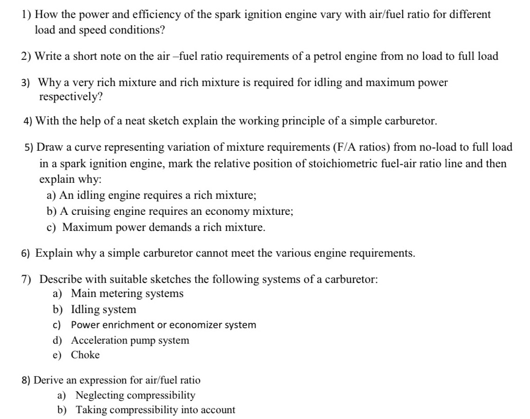 1) How the power and efficiency of the spark | StudyX