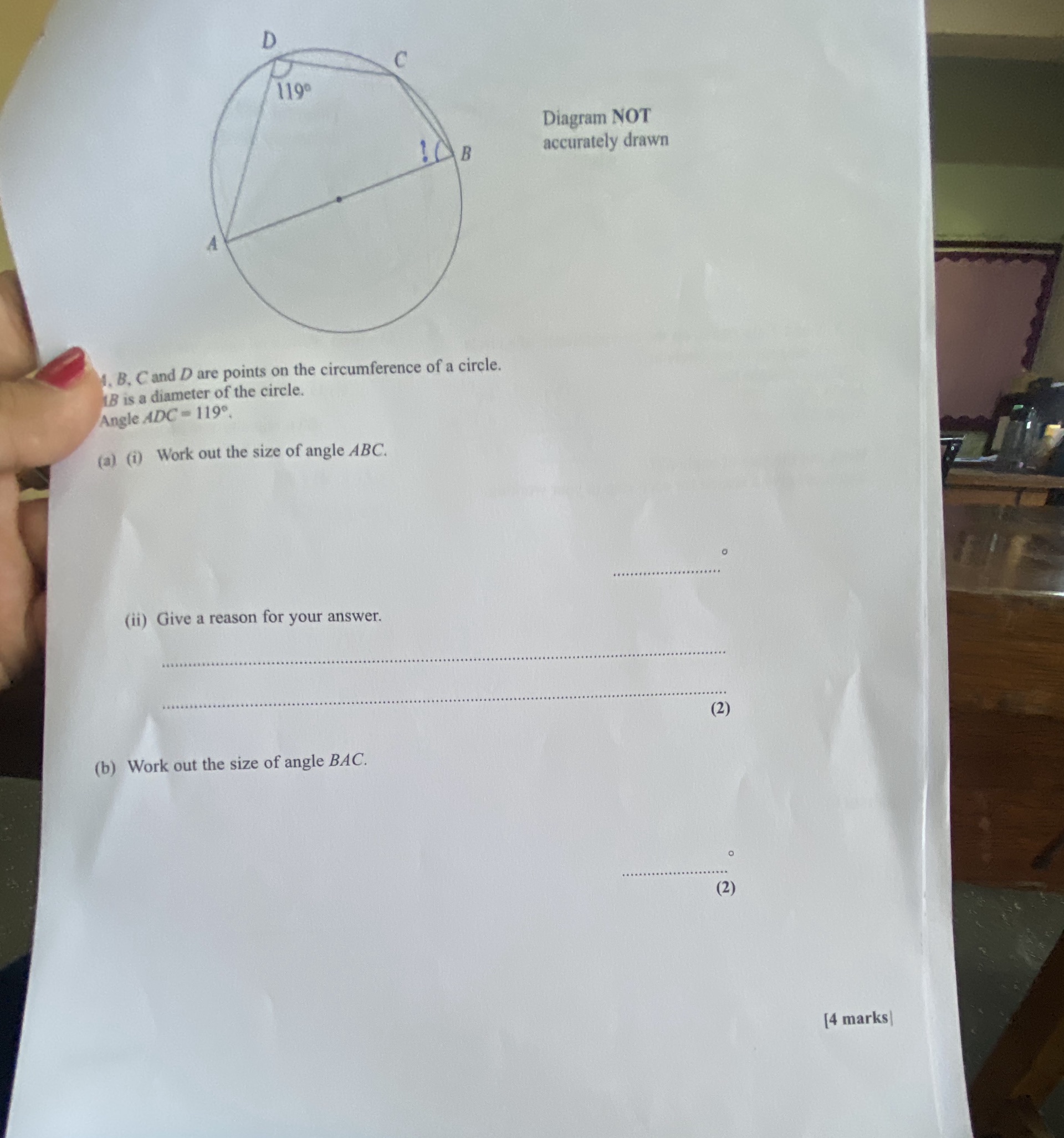 4. B, C and D are points on the | StudyX