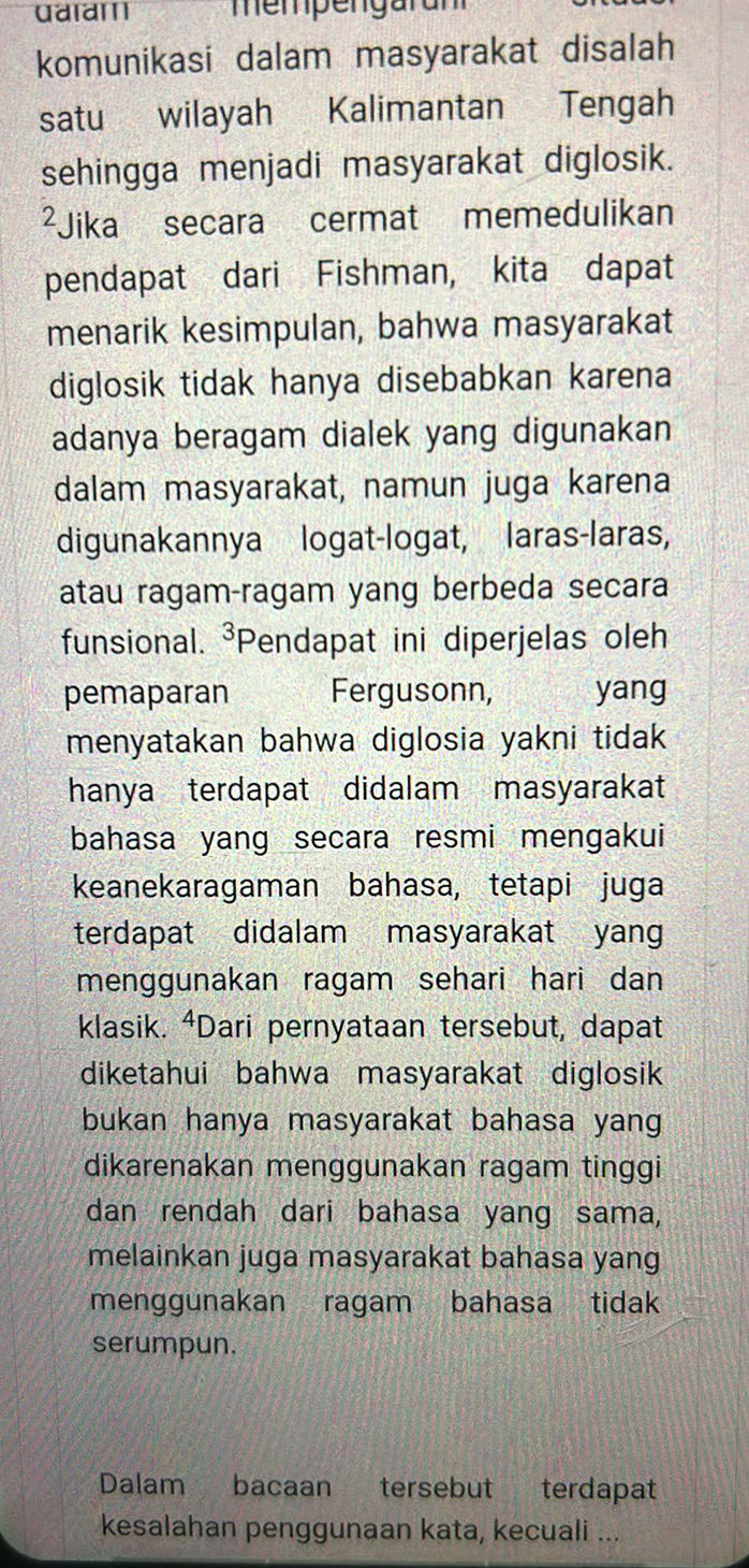 Dalam bacaan tersebut terdapat kesalahan | StudyX