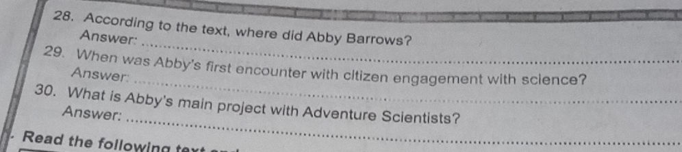 28. According to the text, where did Abby | StudyX