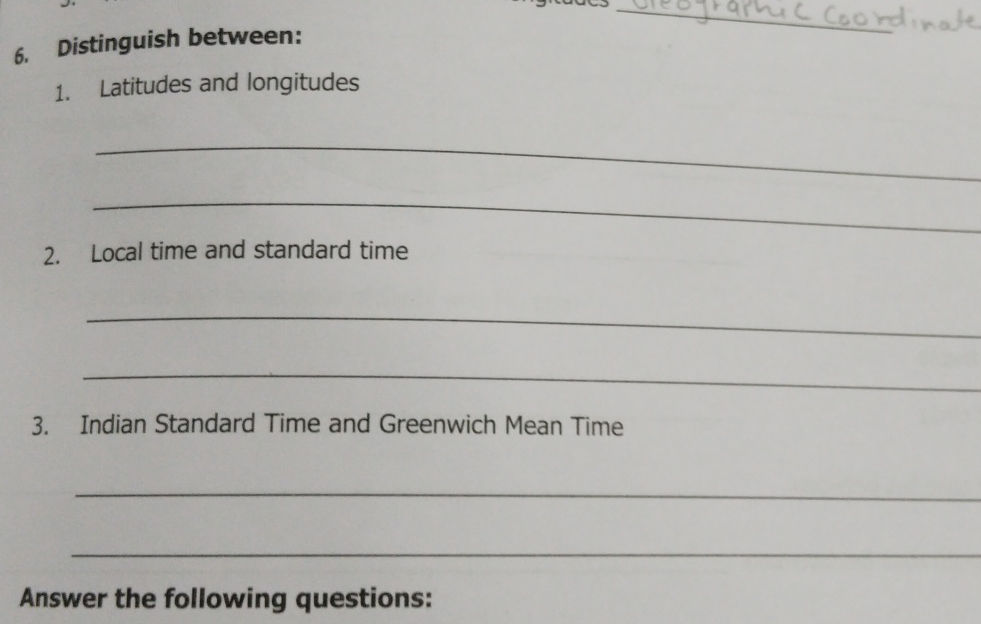 6. Distinguish between: 1. Latitudes and | StudyX