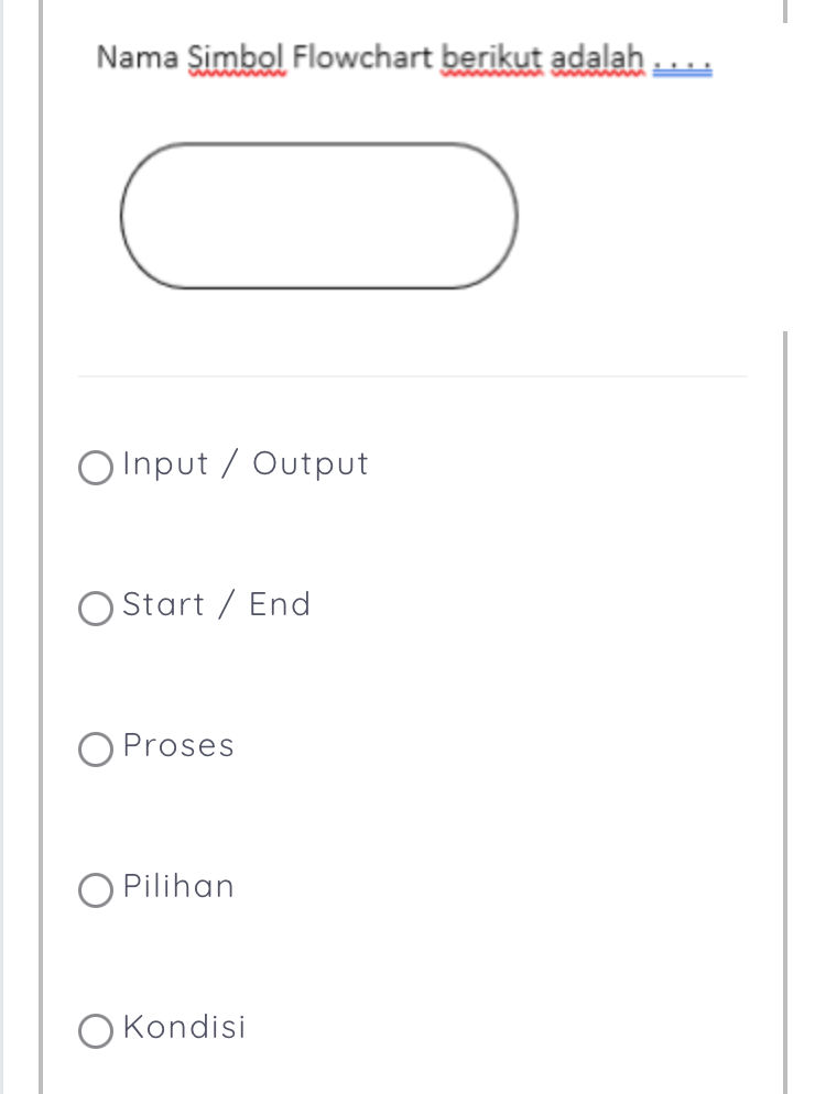 Nama Simbol Flowchart berikut adalah .... | StudyX