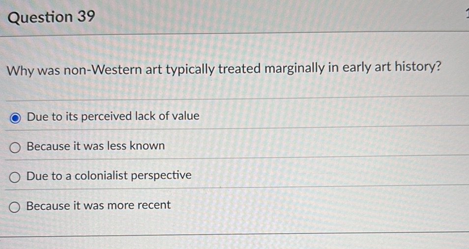 Why was non-Western art typically treated | StudyX