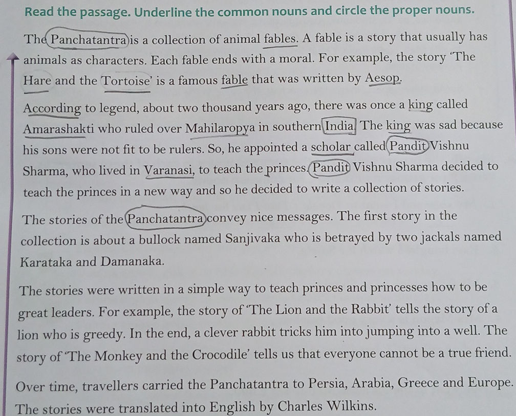Read the passage. Underline the common nouns | StudyX
