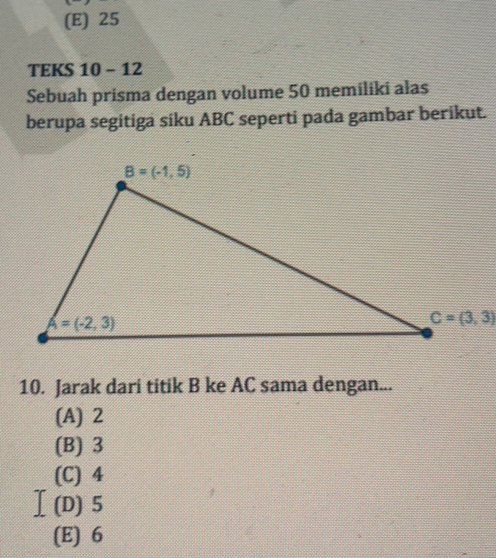 Sebuah prisma dengan volume 50 memiliki alas | StudyX