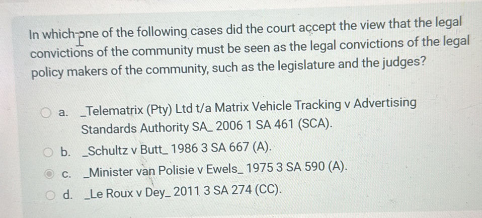 In which one of the following cases did the | StudyX