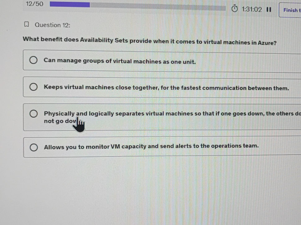 Question 12: What benefit does Availability | StudyX