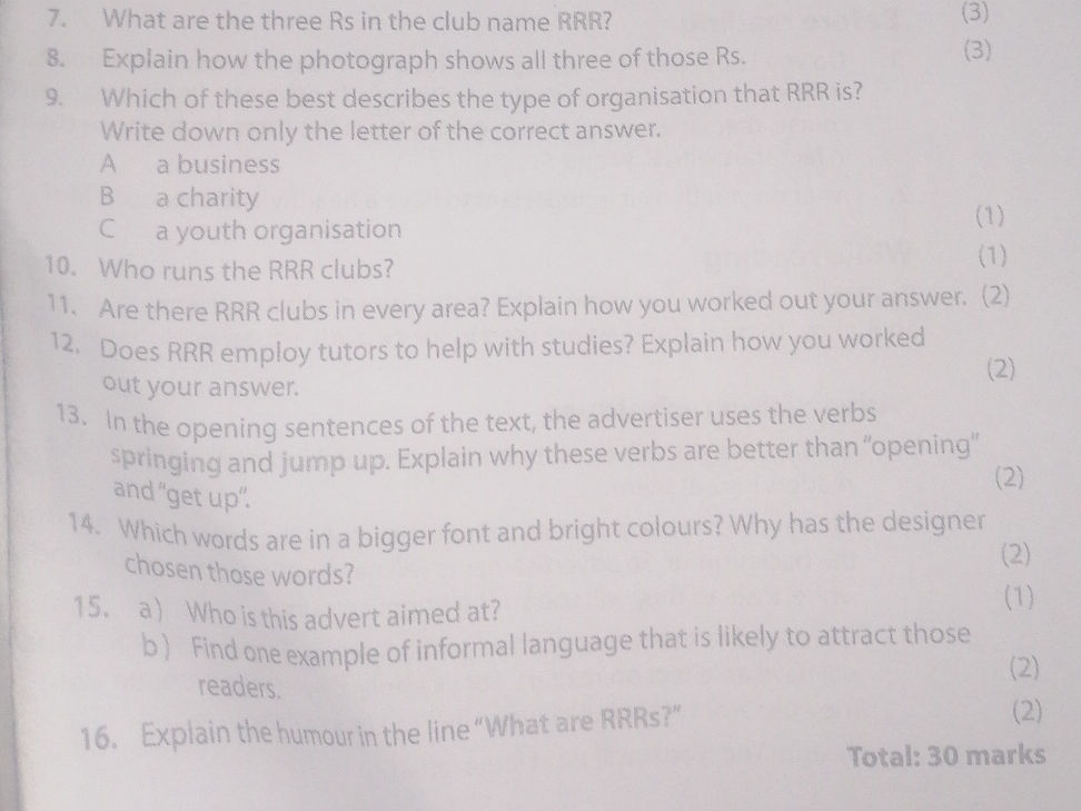 7. What are the three Rs in the club name | StudyX