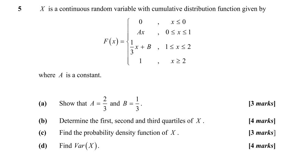 5 X is a continuous random variable with | StudyX