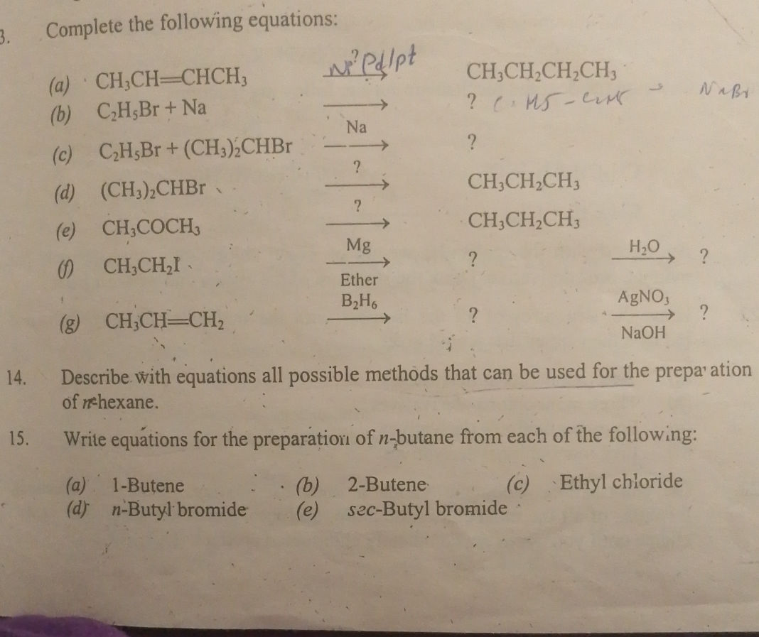 3. Complete the following equations: (a) | StudyX