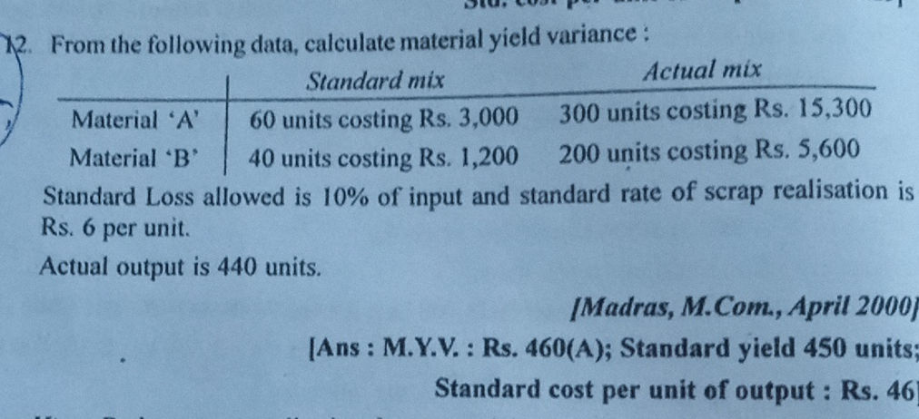 12. From the following data, calculate | StudyX