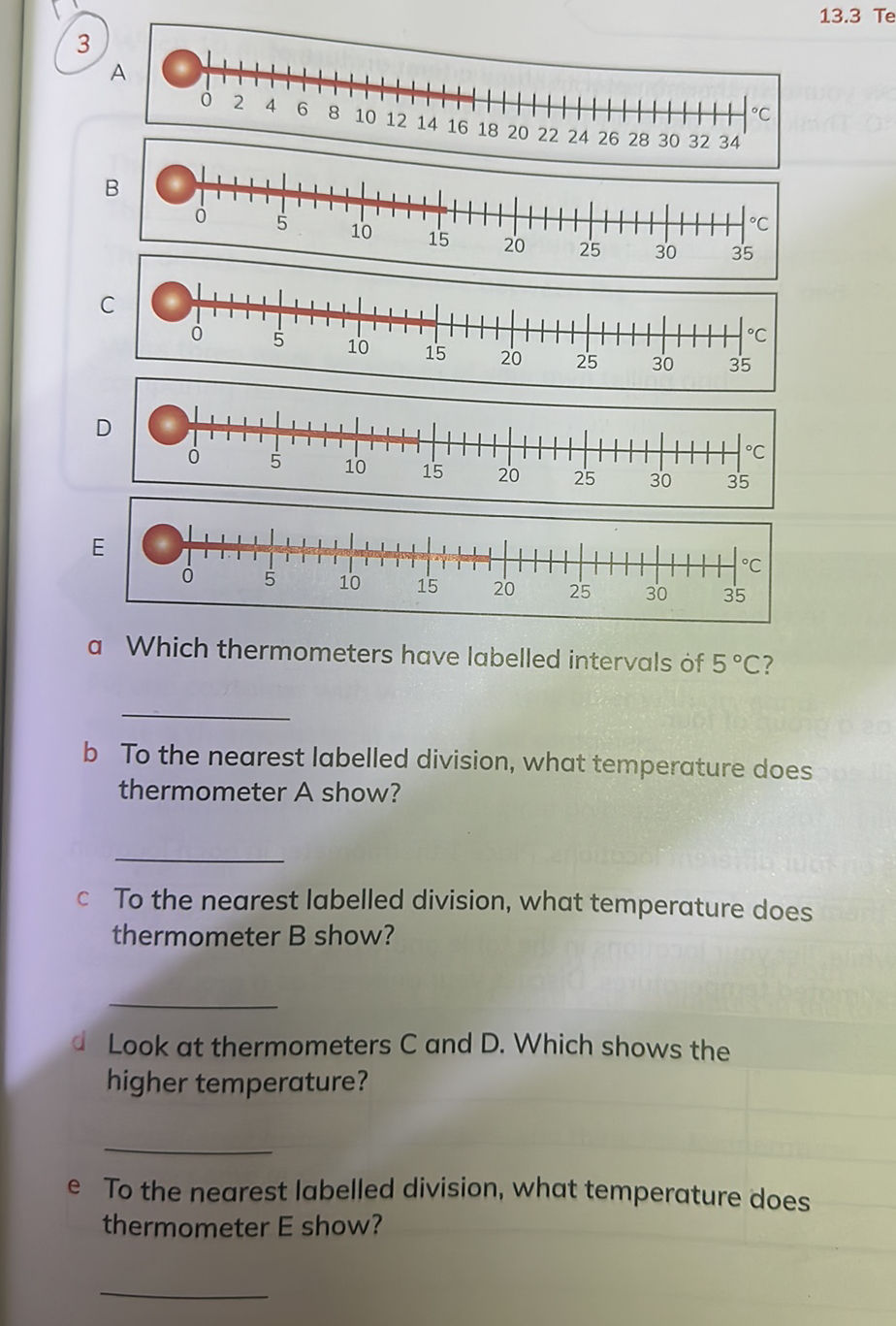 a Which thermometers have labelled intervals | StudyX