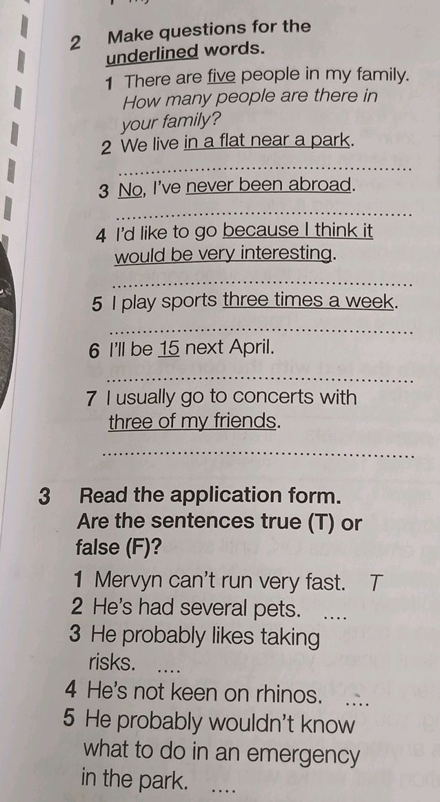 2 Make questions for the underlined words. | StudyX