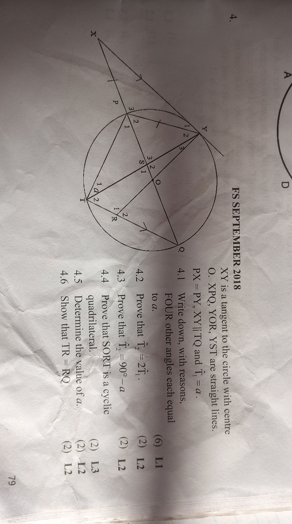 4. XY is a tangent to the circle with | StudyX