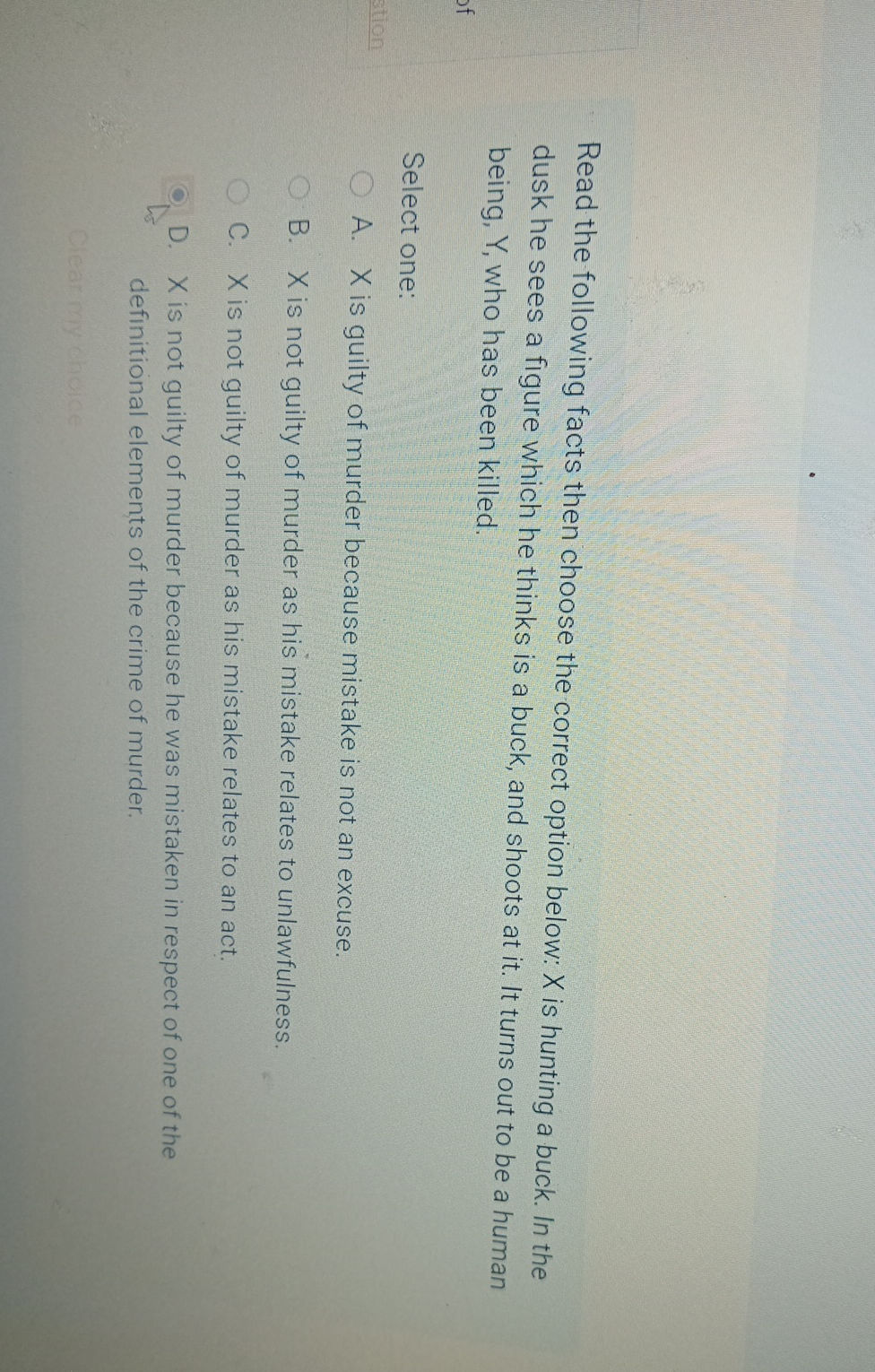 Read the following facts then choose the | StudyX