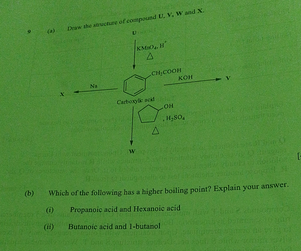 (a) Draw the structure of compound U, V, W | StudyX