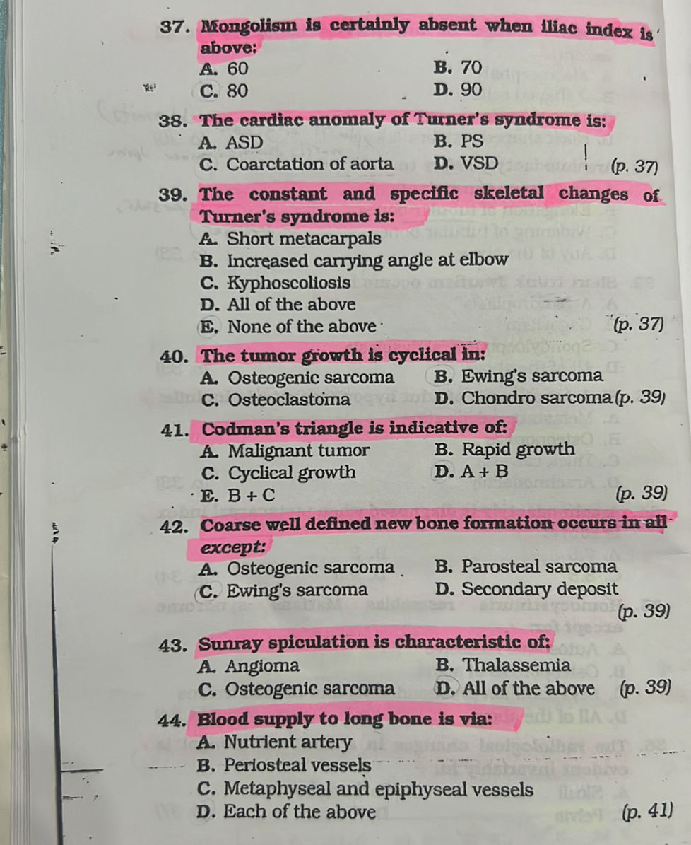 37. Mongolism is certainly absent when iliac | StudyX